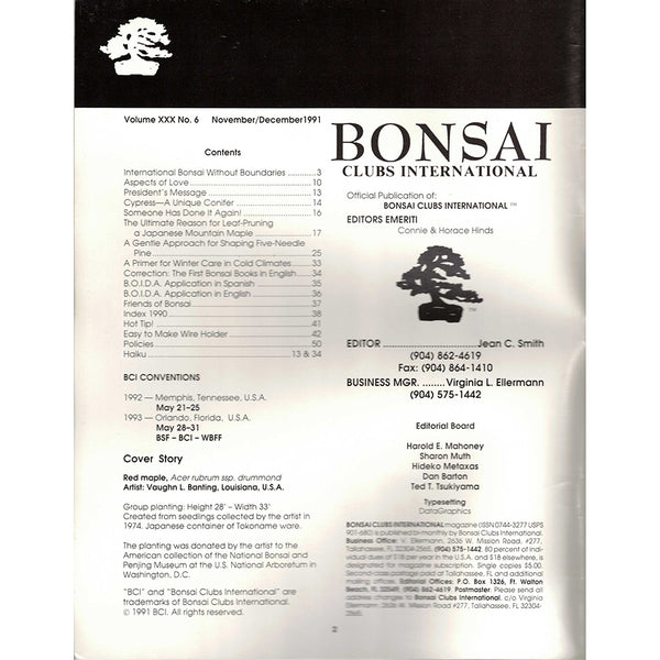 Bonsai Magazine - Bonsai Clubs International - November December 1991 ...